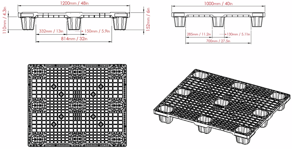 40 x 48 Neptune Nestable Mid-Duty Plastic Pallet – Best Plastic Pallets